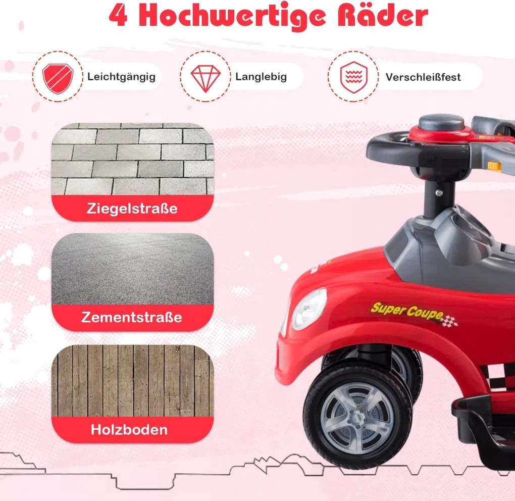 Costway 3 v 1 Push Car s odnímatelnou rukojetí a ochranným krytem
