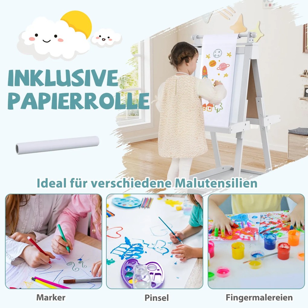 Costway Dětská výškově nastavitelná tabule s bílou tabulí a magnetickou tabulí