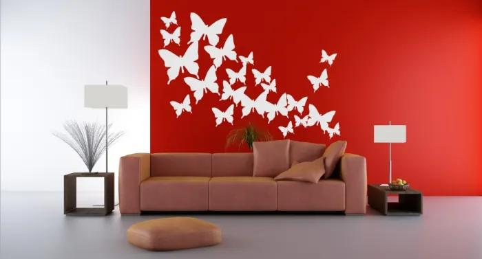 Samolepka na zeď Motýlí hejno 55 kusů