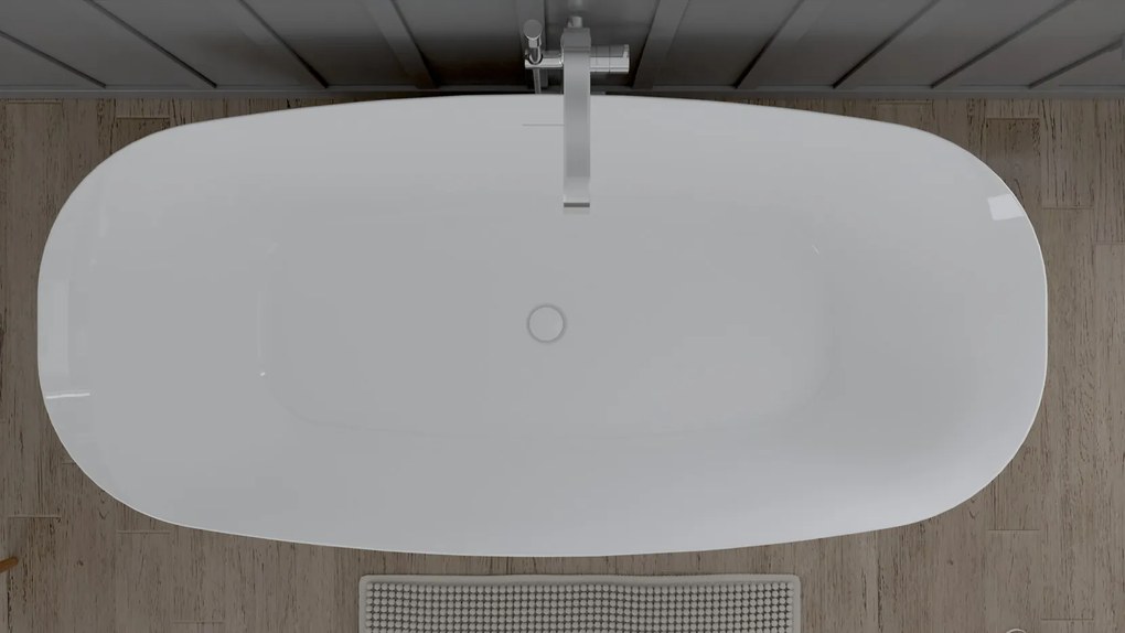 Erga Aspen, volně stojící vana 170x78 cm + odtoková zátka, bílá lesklá, ERG-ASPEN-170078-WH-WH