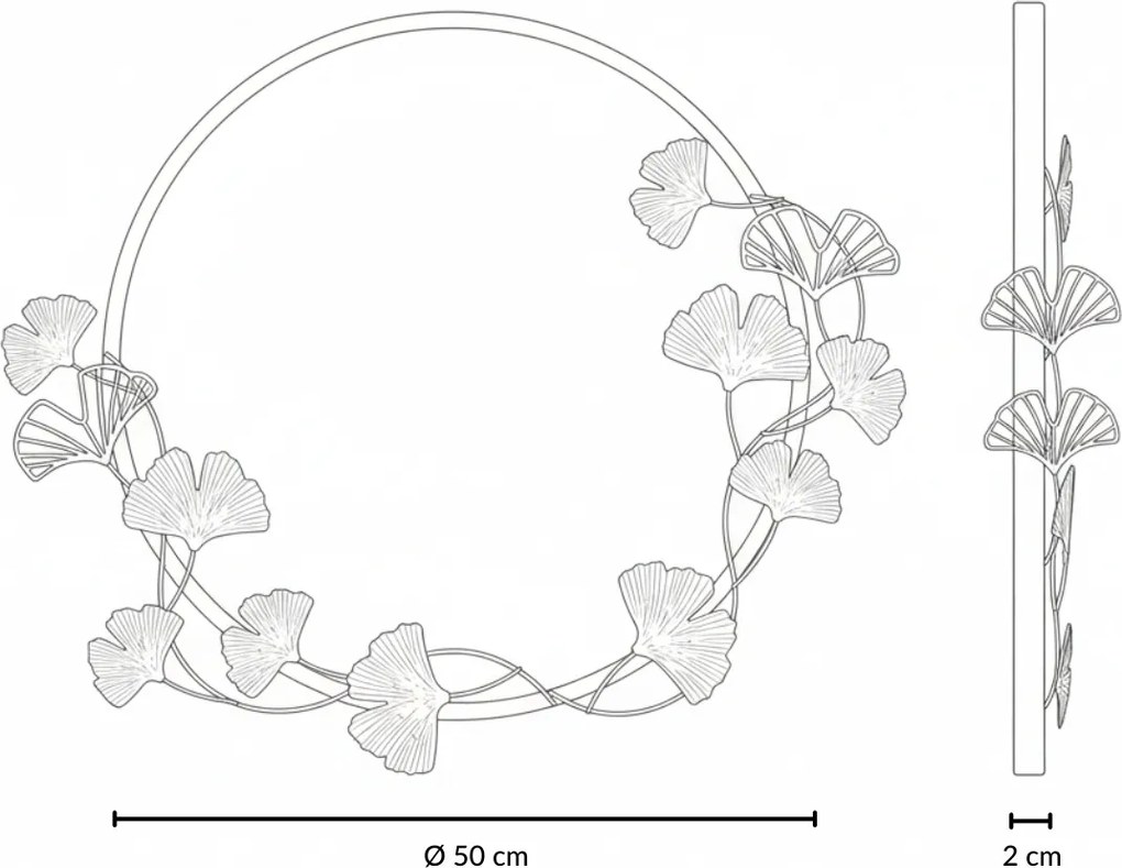 Kulaté nástěnné zrcadlo s ozdobným rámem SOL, Ø 50 cm