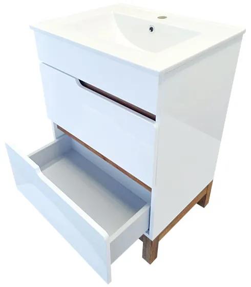 BPS-koupelny Koupelnová skříňka s keramickým umyvadlem Spok 60-2Z