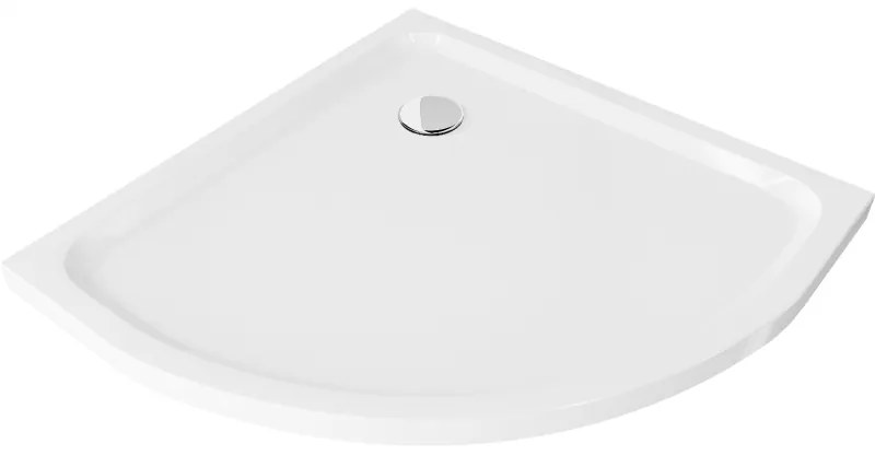 Mexen Flat sprchová vanička půlkruhová slim 80 x 80 cm, bílá, sifon chrom - 41108080