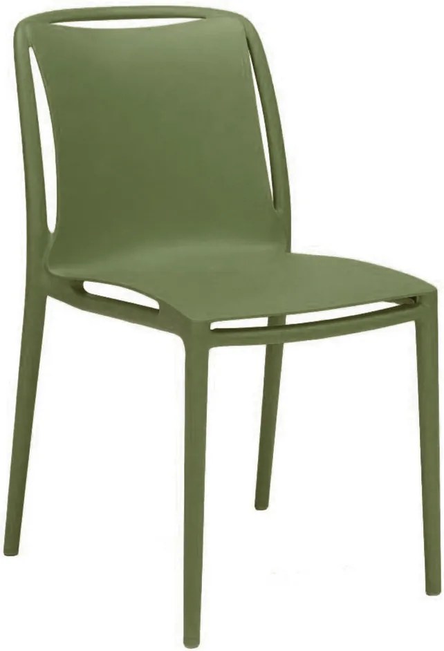 Kvalitní židle VELAIR zelená verde oliva | pro venkovní i vnitřní použití | plastová | stohovatelná | NOSNOST 130 kg | VYROBENO v ITÁLII