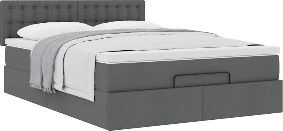 Osmanský postel s matrací tmavě šedá 140x190 cm textil 3311623