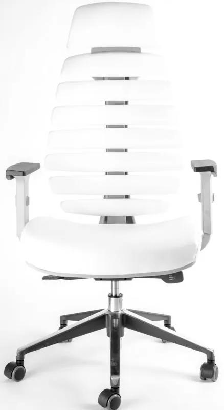 MERCURY židle FISH BONES PDH šedý plast, bílá koženka PU480329