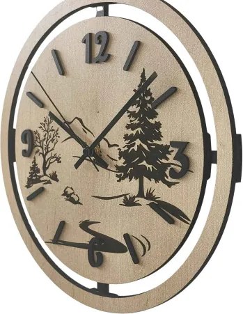 Dřevěné nástěnné hodiny s motivem lesa - moderní design | SENTOP HDF0607-čiene-ruky