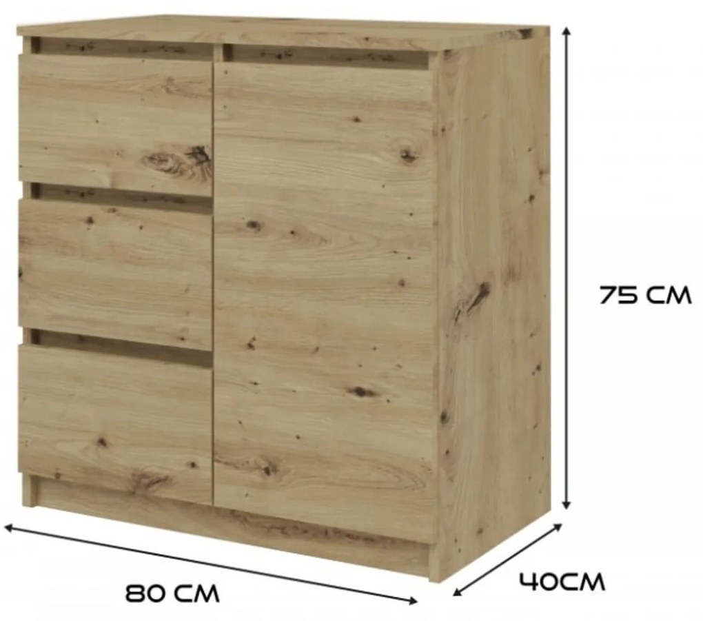 Komoda 1D3S - dub artisan