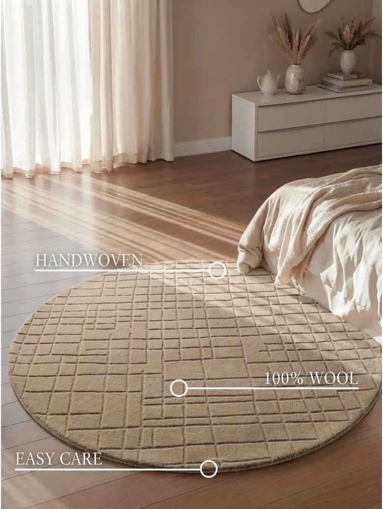 Hnědý vlněný kulatý koberec ø 200 cm Kenso – Villeroy&Boch