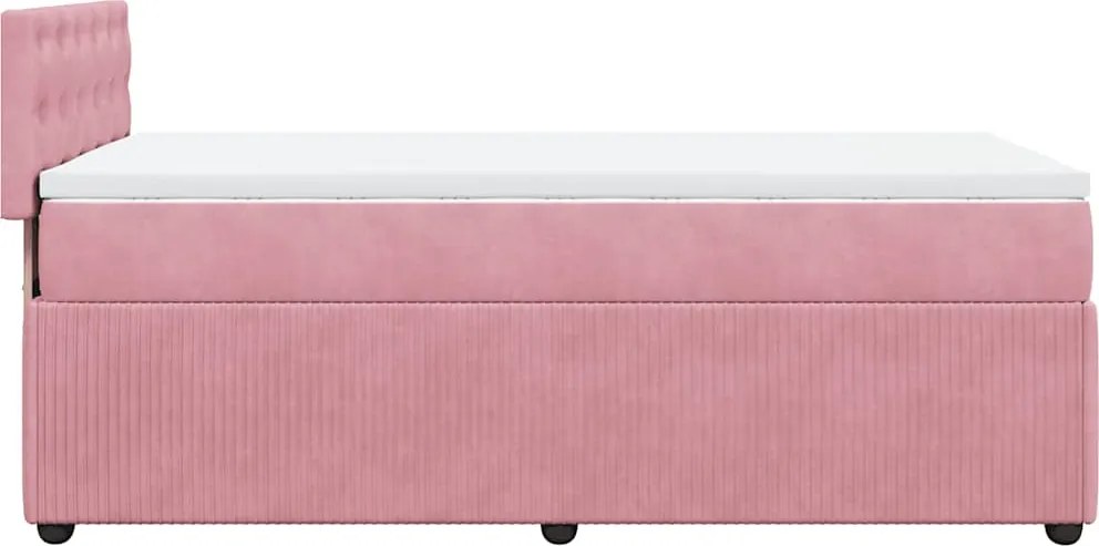 Box spring postel s matrací růžová 90x200 cm samet 3289943