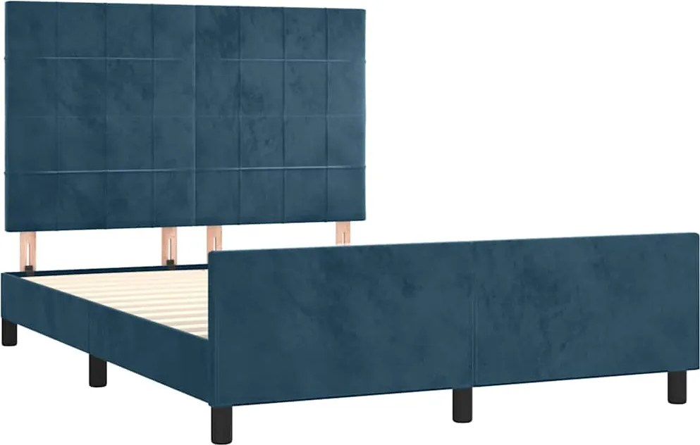 Rám postele bez matrace tmavě modrý 140x190 cm samet 3125755