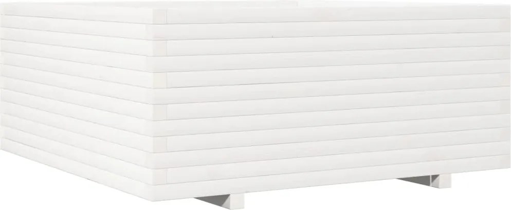 Zahradní truhlík bílý 110 x 110 x 49,5 cm masivní borovice 3282545