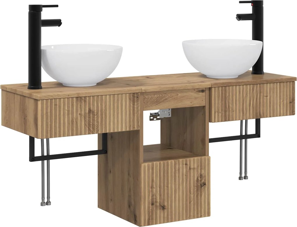 Sada koupelnového nábytku 3 ks Dub artisan Kompozitní dřevo 3405586