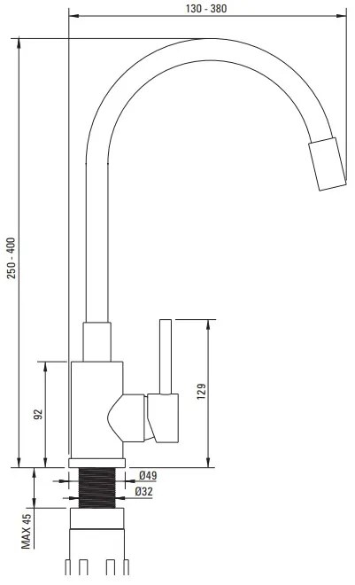 Deante Andante, 1-komorový granitový dřez 780x490x194 mm + černá baterie s elastickým ramenem, béžová, DEA-ZQNN5113