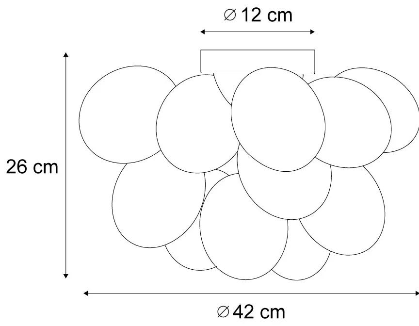 Designové stropní svítidlo černé s jantarovým a kouřovým sklem 4 světla - Uvas