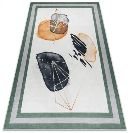 Dywany Luszczow Kusový koberec ANDRE pratelný 1088 Abstrakce, rám protiskluz, bílá / zelená Rozměr koberce: 120 x 170 cm