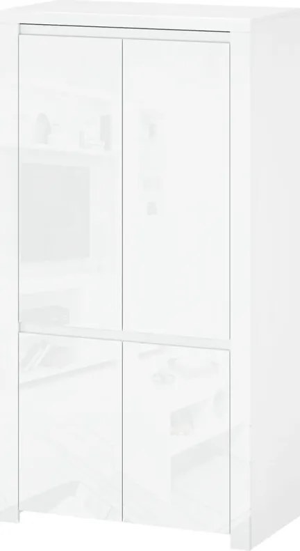 Skříň čtyřdveřová Lingo 106x202x56 cm Bílý lesk