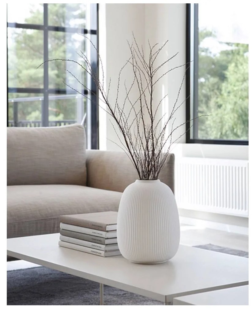 Keramická váza Aby Stripes White Wide 26 cm Storefactory Scandinavia