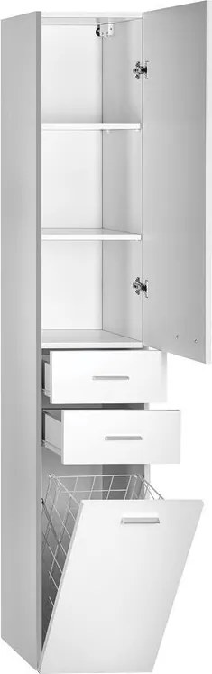 Aqualine Aqualine, ZOJA/KERAMIA FRESH skříňka vysoká s košem 35x184x29cm, bílá, 51230