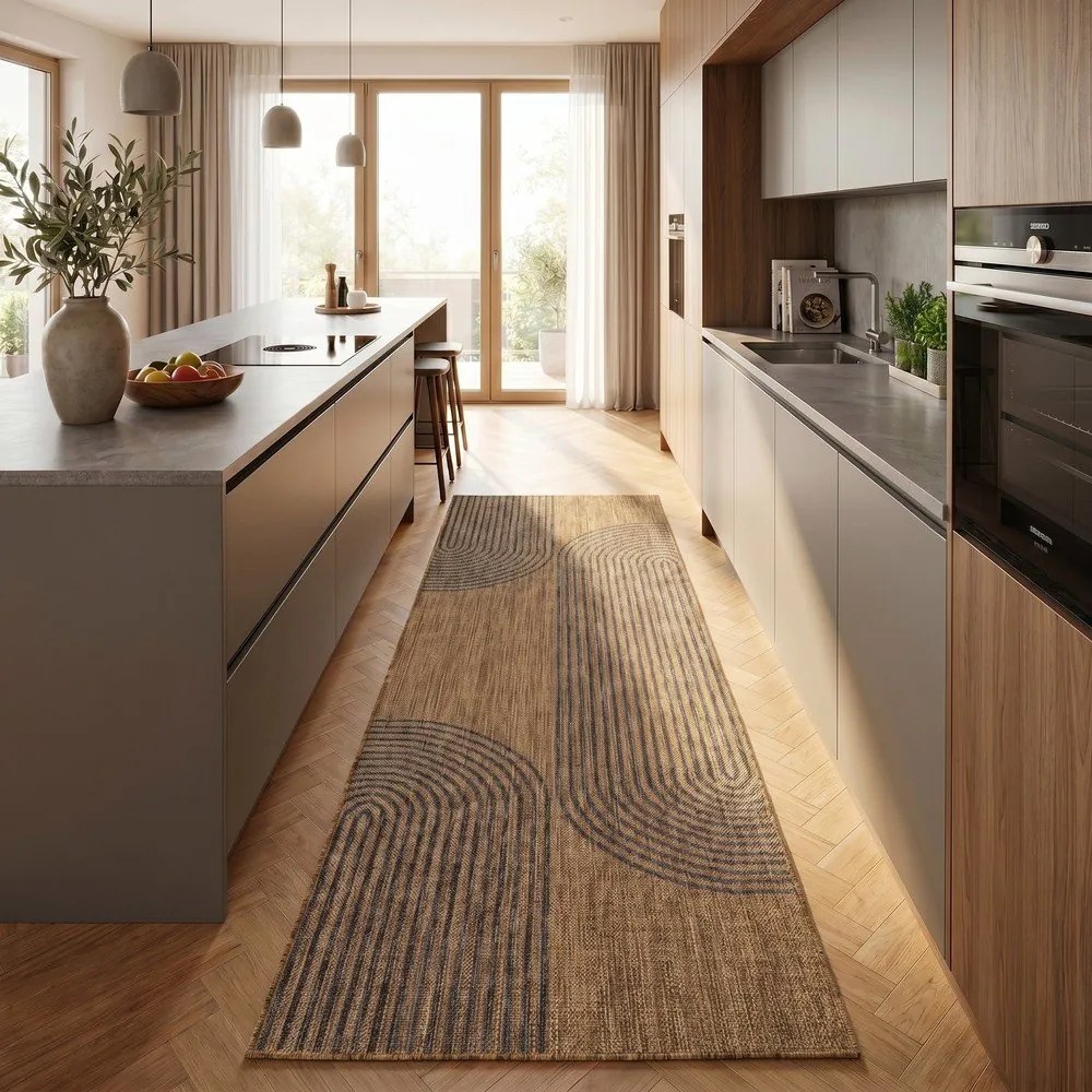 Černý/hnědý vnitřní a venkovní běhoun 80x250 cm Mira 1453 – Ayyildiz Carpets