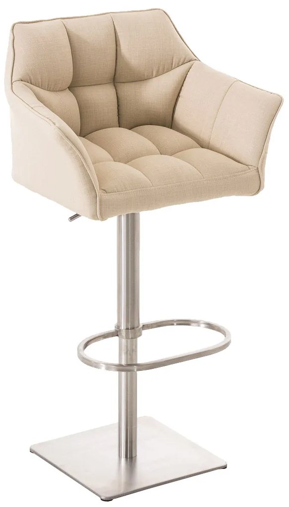 Barová židle Damas E1 ~ látka, nerezový rám - Krémová