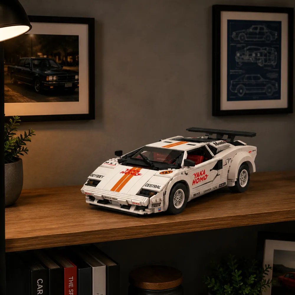 LEAN Toys Stavebnicové kostky – sportovní auto s dálkovým ovládáním RC, bílé, 1384 dílků