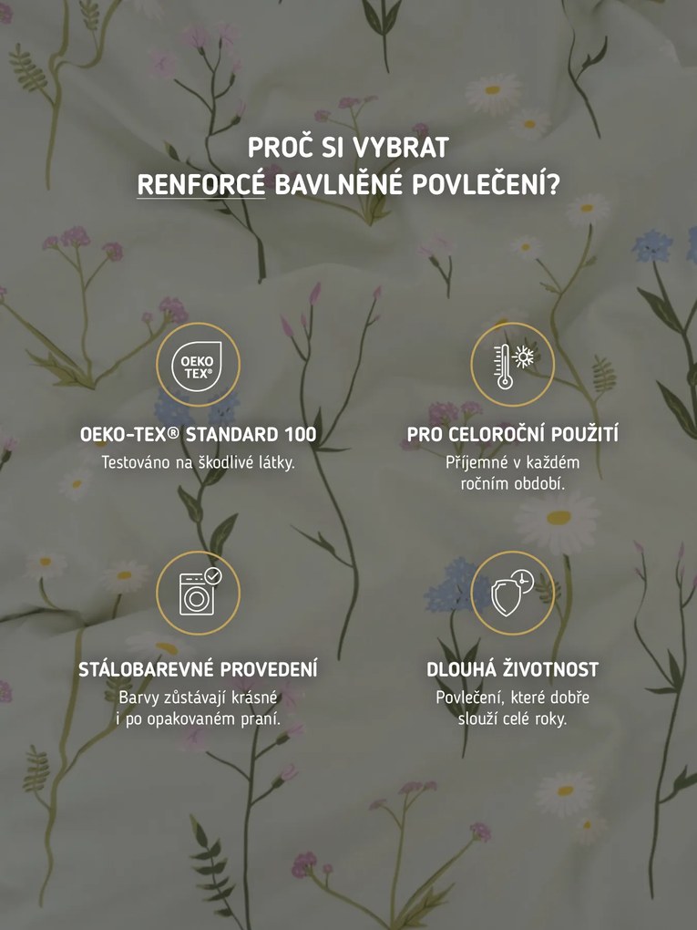MK Lůžkoviny Bavlněné povlečení Renforcé - Stella 140 × 200 cm, 70 x 90 cm