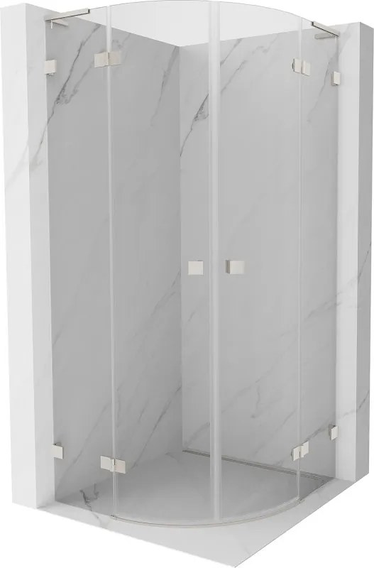 Mexen Lunar, L výklopný půlkruhový sprchový kout 100 x 100 cm, 8mm čiré sklo, ocelový profil, 833L-100L-100P-97-00