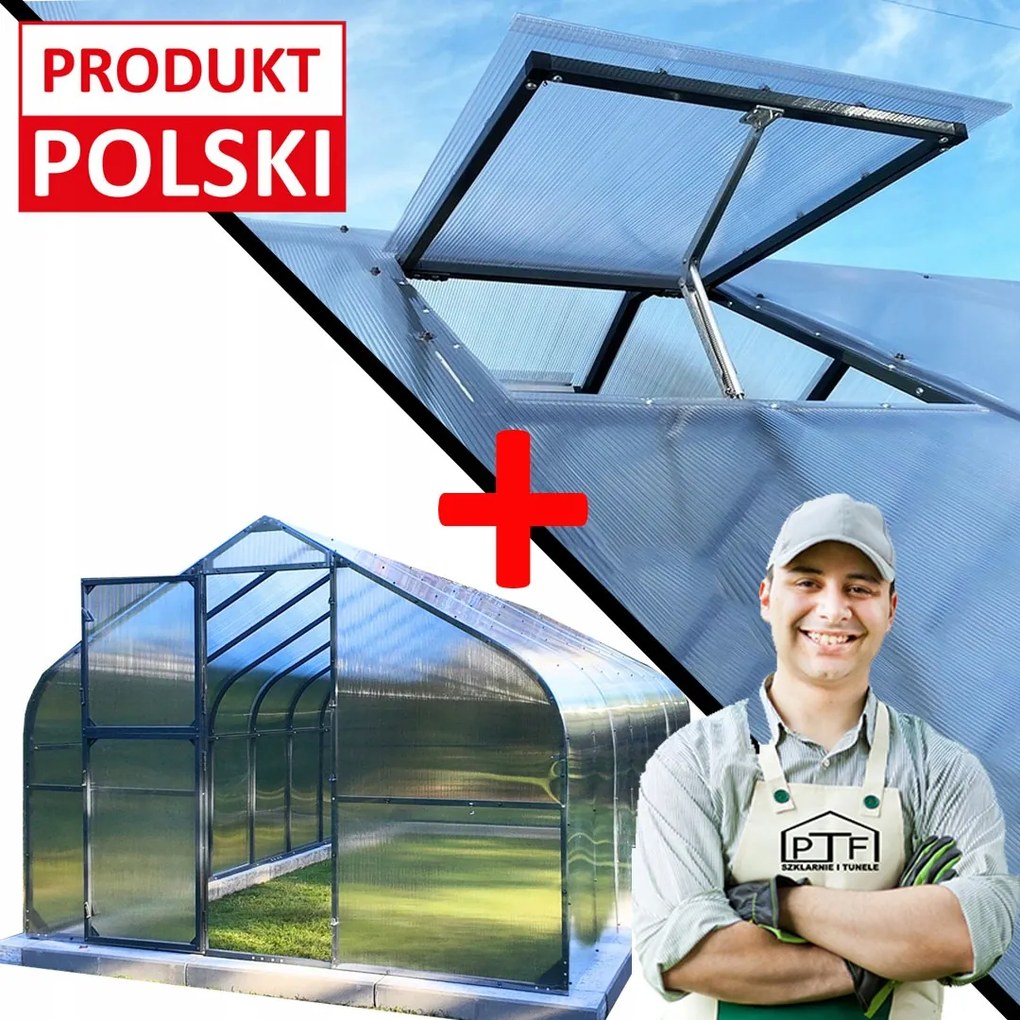 Polykarbonátový Skleník Tunel 12M2 300X400 Ptf Polsko Antracit Grafit Okno