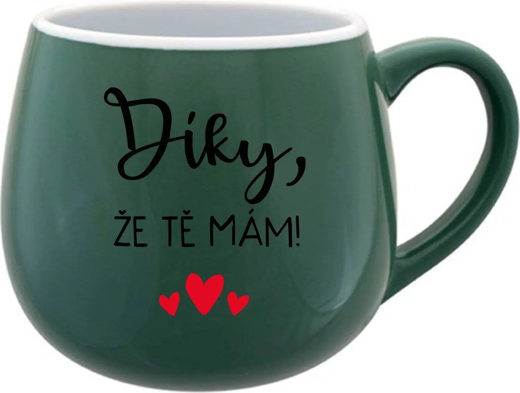 DÍKY, ŽE TĚ MÁM! - zelený keramický hrníček 300 ml