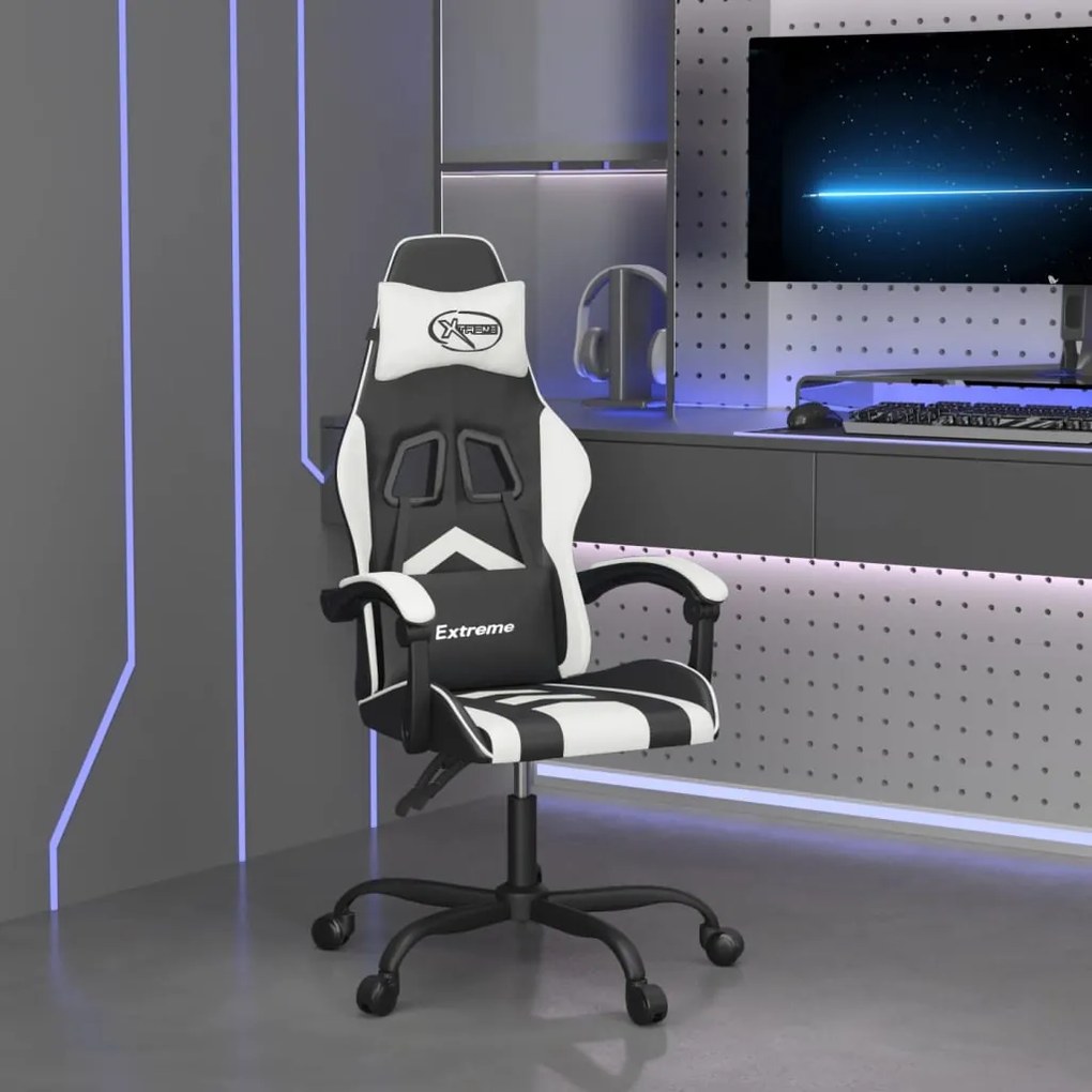 Herní židle černá a bílá umělá kůže 3143895