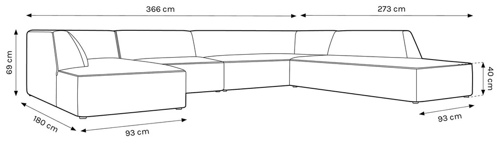 MUZZA Rohová pohovka buro do tvaru U pravá manšestr antracit