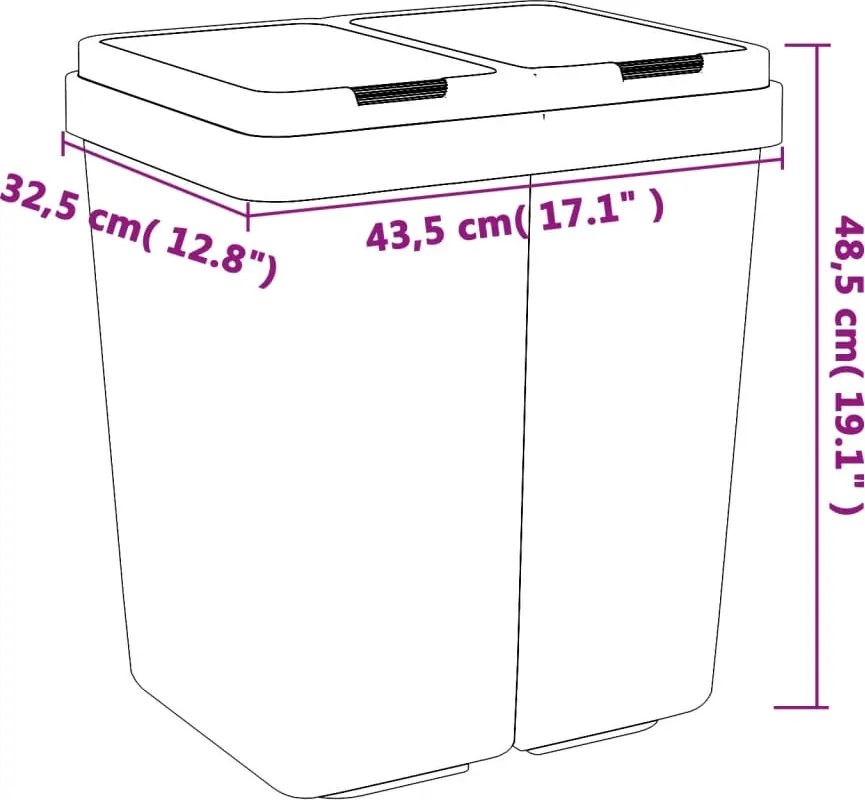 Dvojitý odpadkový koš bílý 2 x 25 l 154981