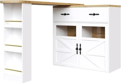 Aosom Vysouvací toaletní stolek s úložným prostorem a 360° otočnou funkcí, 138-204 x 39 x 104 cm, bílá