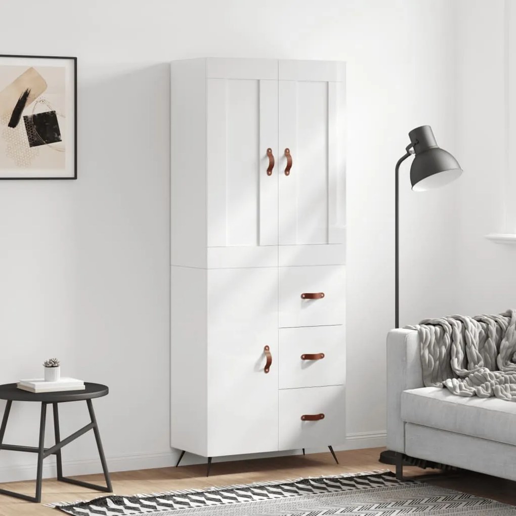 Skříň highboard lesklá bílá 69,5 x 34 x 180 cm kompozitní dřevo - Default Title