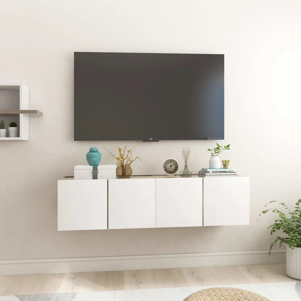 804524 vidaXL Závěsné TV skříňky 2 ks bílé a dub sonoma 60 x 30 x 30 cm