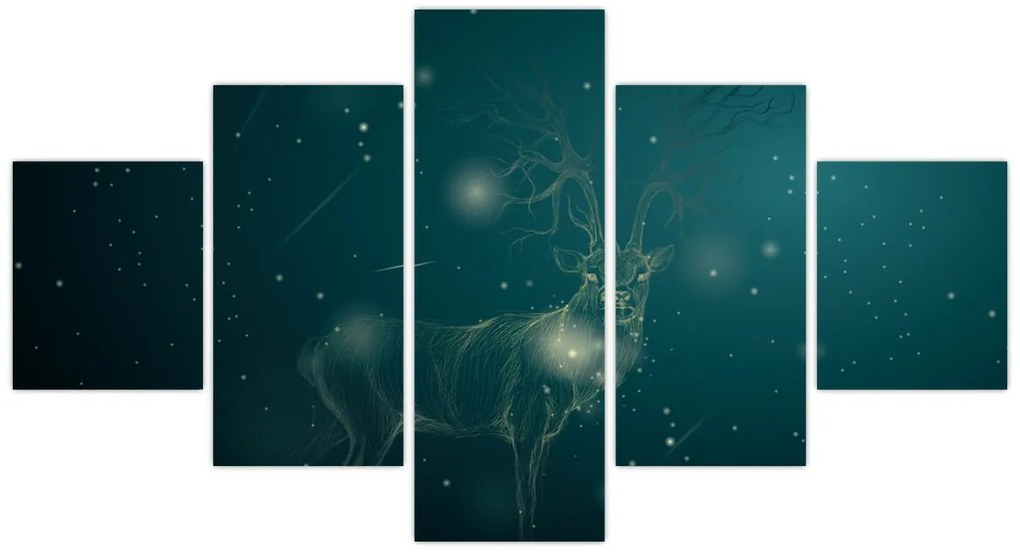 Obraz - Magický jelen v noci (125x70 cm)