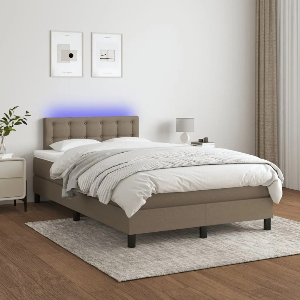 Box spring postel s matrací a LED taupe 120x190 cm textil 3270071