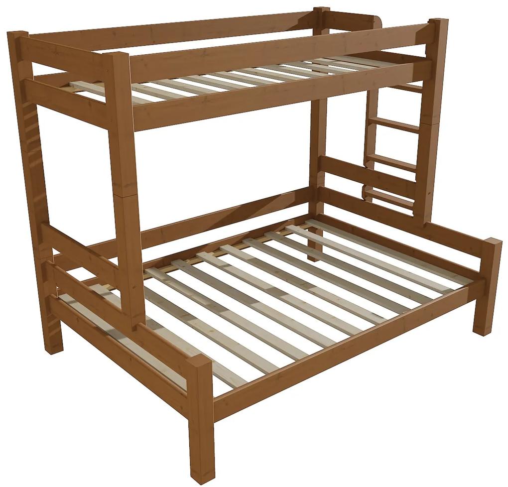 Vomaks Patrová postel s rozšířeným spodním lůžkem 8X8 06B Rozměr: 80/120 x 200 cm, Barva: bezbarvý lak, Varianta: vlevo