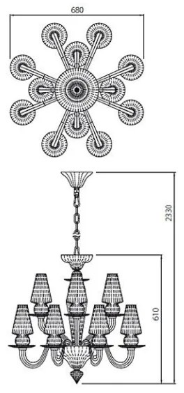 Redo IID C12 51 - Lustr na řetězu IDILLIO 12xG9/48W/230V