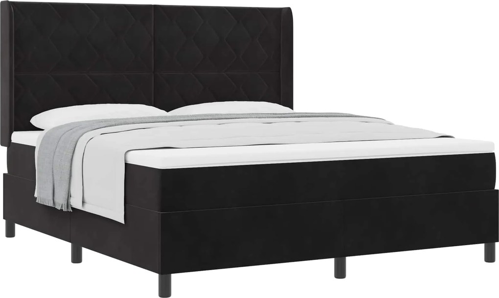 Postel s boxspringem s čelo Černá 180 x 200 cm samet 3342076