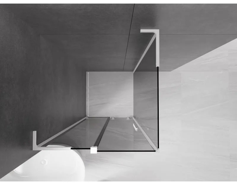 Mexen Velar L, sprchový kout s posuvnými dveřmi 100 x 100 cm, 8mm šedé sklo, bílá matná, 871-100-100-43-20