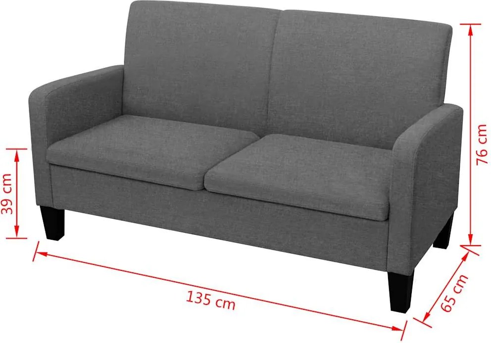 2místná sedačka 135 x 65 x 76 cm tmavě šedá 244709