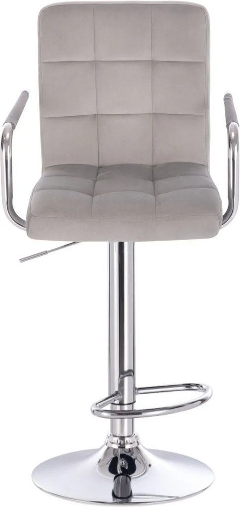 LuxuryForm Barová židle VERONA VELUR na stříbrném talíři - světle šedá