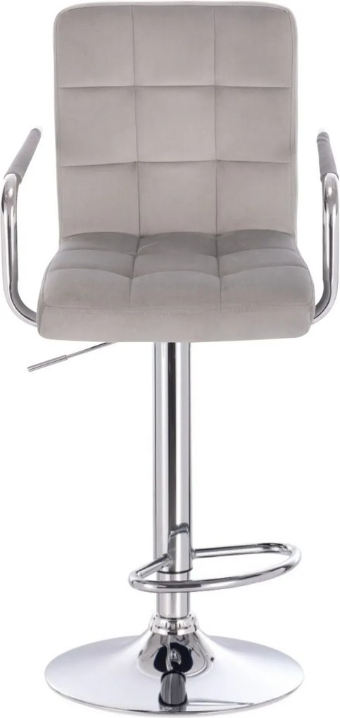 LuxuryForm DESIGN Barová židle VERONA VELUR na stříbrné kulaté podstavě - světle šedá