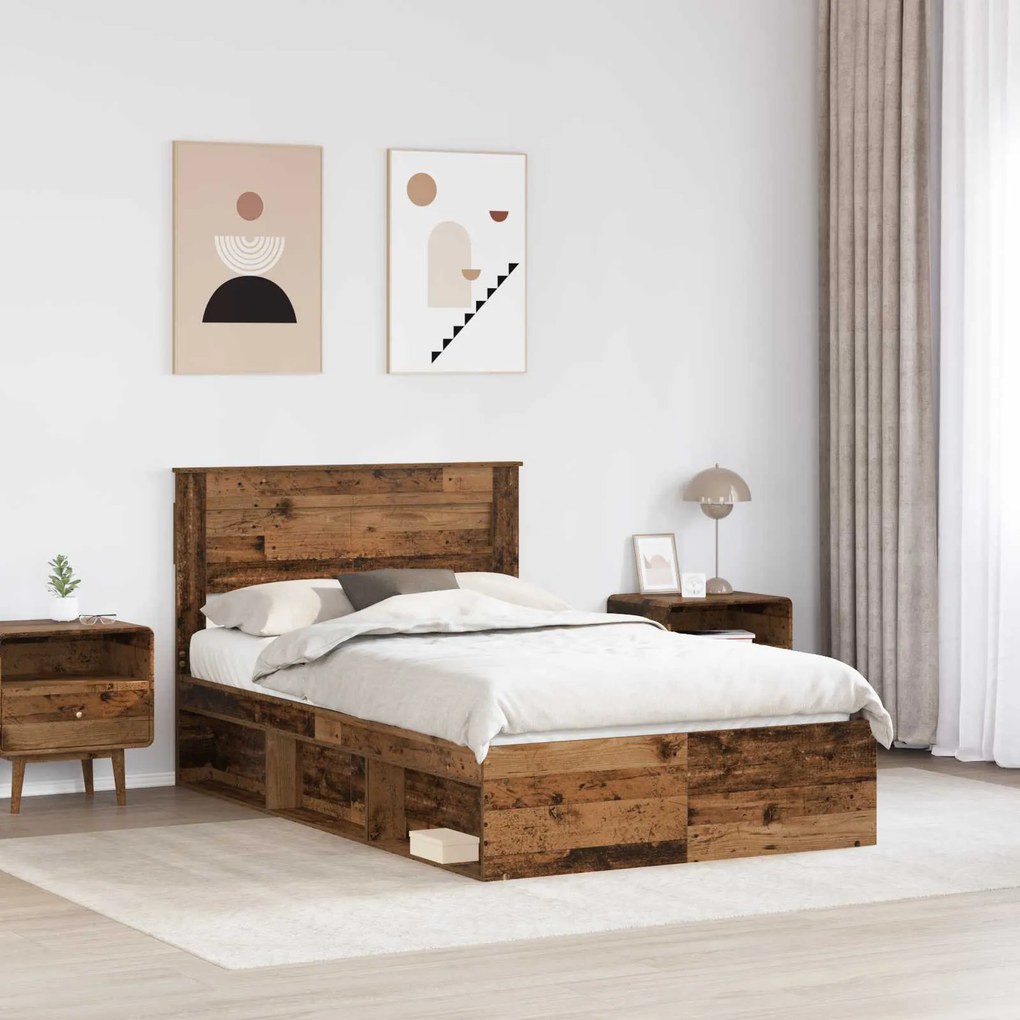 Rám postele Staré dřevo 135 x 190 cm Masivní borové dřevo 3409773