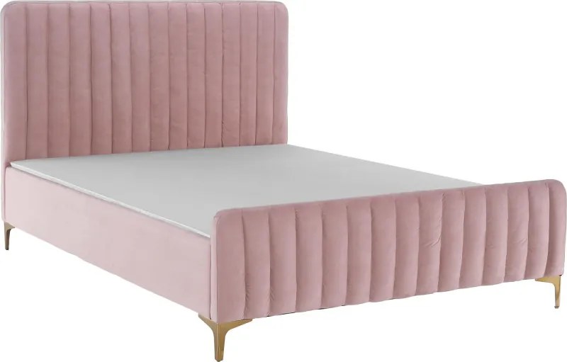 Čalouněná postel KAISA 180x200, růžová Velvet / zlatý chrom Kondela 0000276370