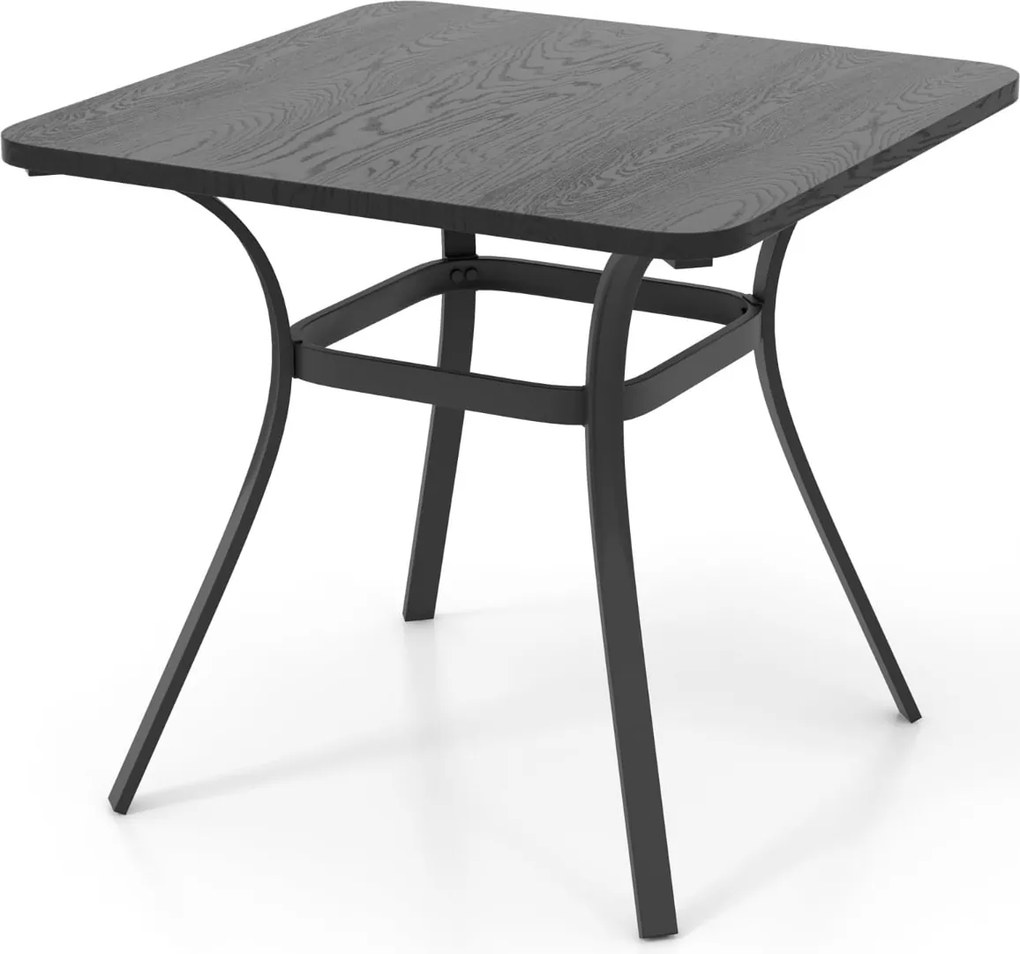 Costway Zahradní stůl s deskou ve vzhledu dřeva pro 4 osob – 80 × 80 × 73 cm