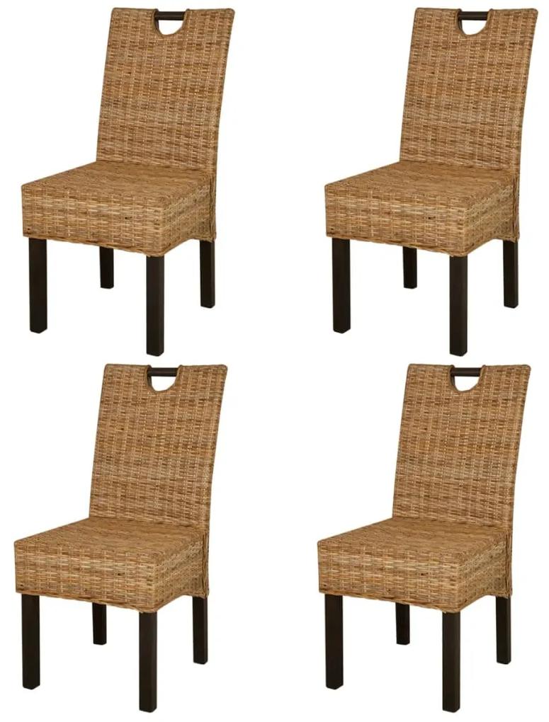 Jídelní židle 4 ks ratan kubu a mangovníkové dřevo - Default Title