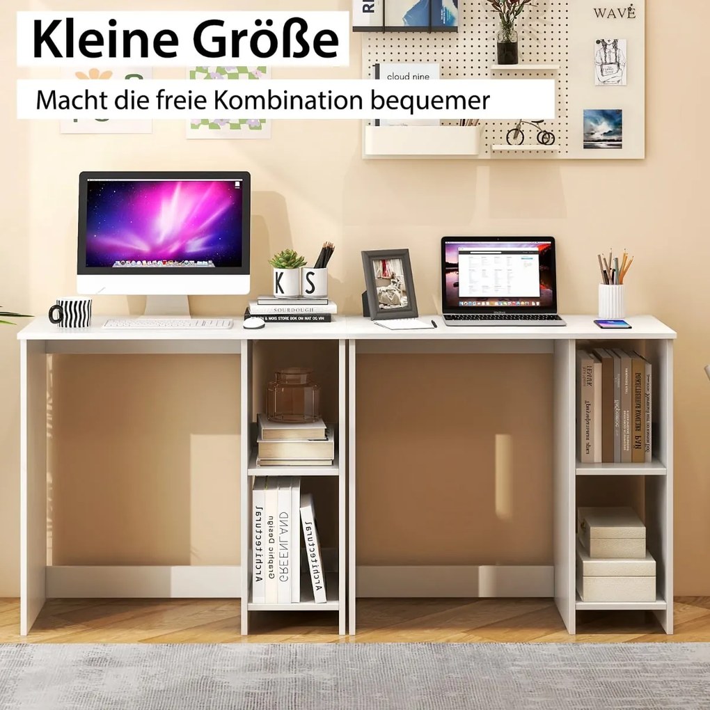 Costway Malý psací stůl s 2 přihrádkami – 80 × 40 × 74 cm, bílý